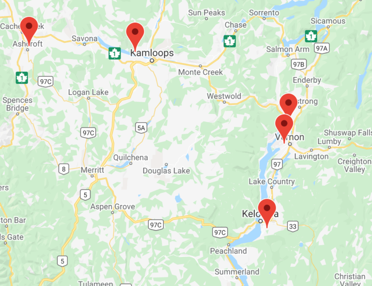 Tour Four – Fall into the Thompson Okanagan – Tour Maps